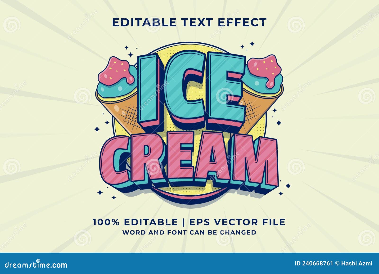 Editable Text Effect - Ice Cream 3d Cartoon Cute Template Style Premium ...
