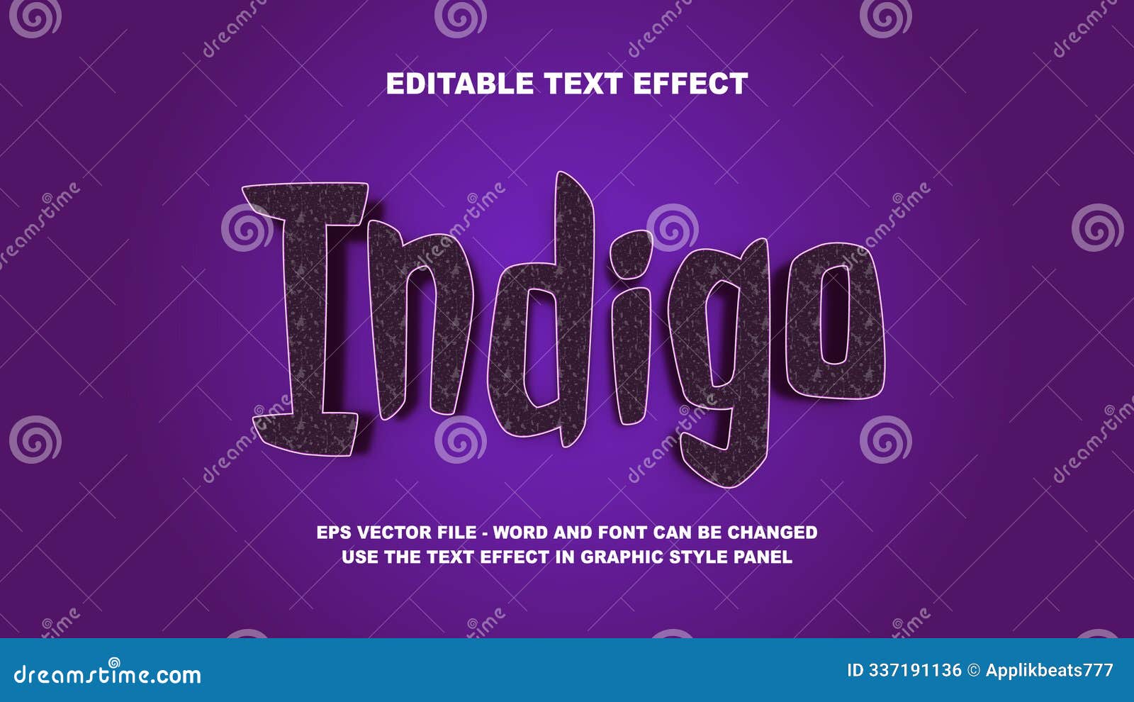 Editable Text Effect Indigo 3D Vector Template Stock Vector ...