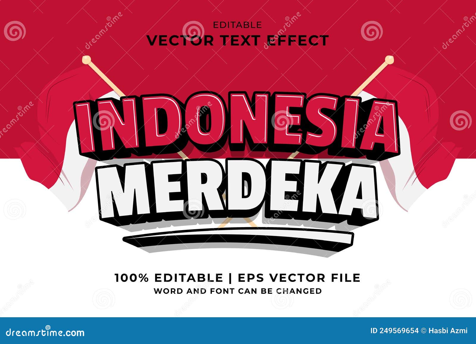 Editable Text Effect Indonesia Merdeka 3d Template Cartoon Style Premium Vector Stock Vector ...