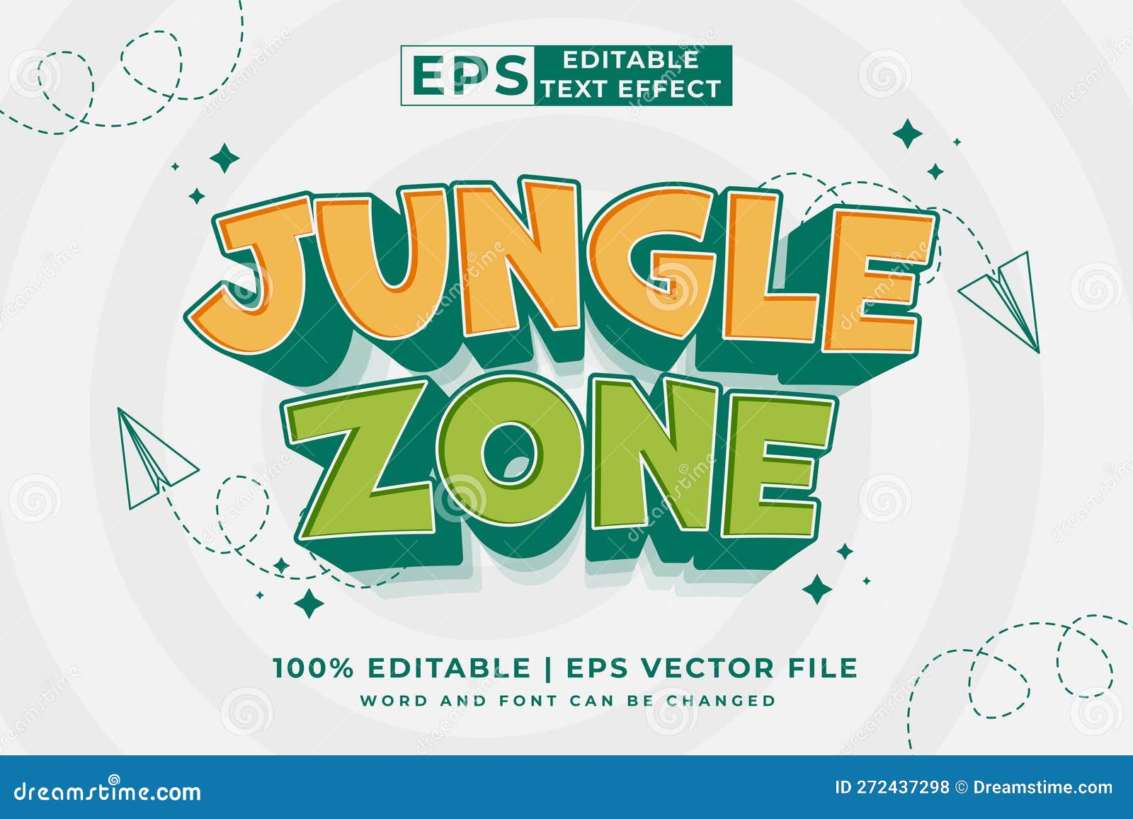 Editable Text Effect Jungle Zone Cartoon 3d Style Premium Vector Stock Vector - Illustration of ...
