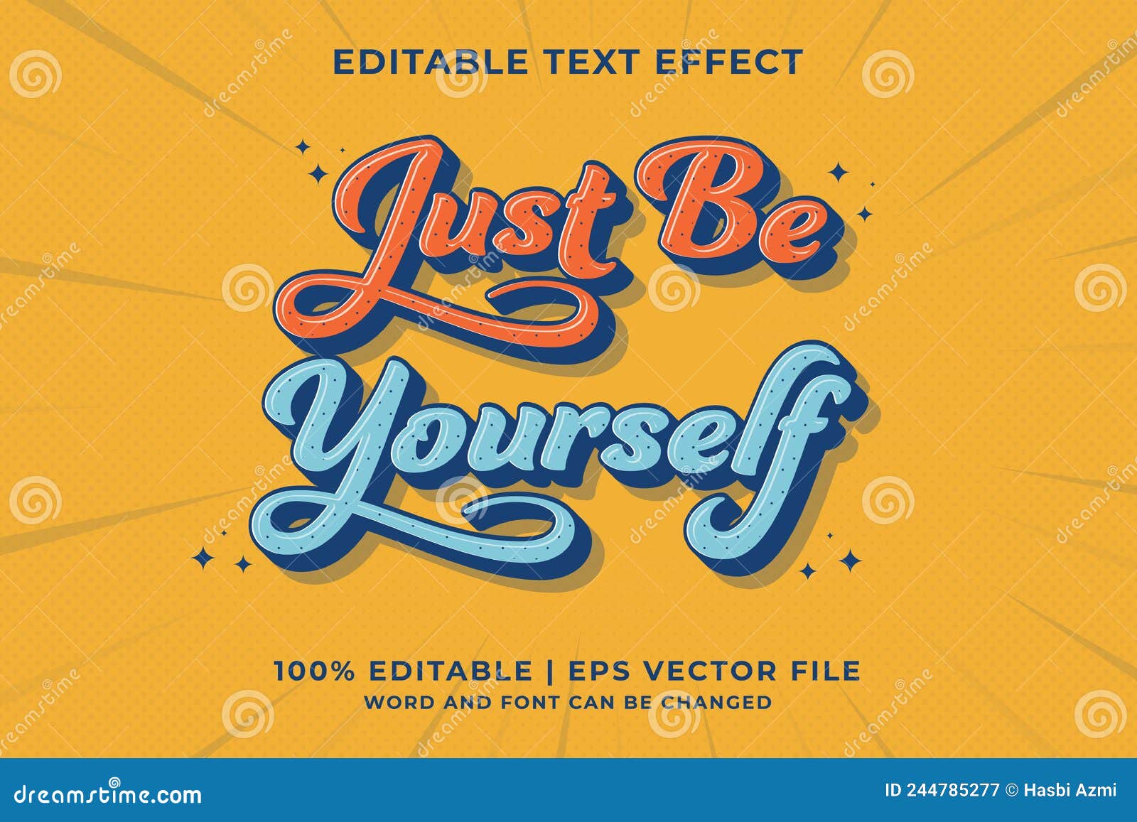 Editable Text Effect -Just Be Yourself 3d Cartoon Template Style Stock ...