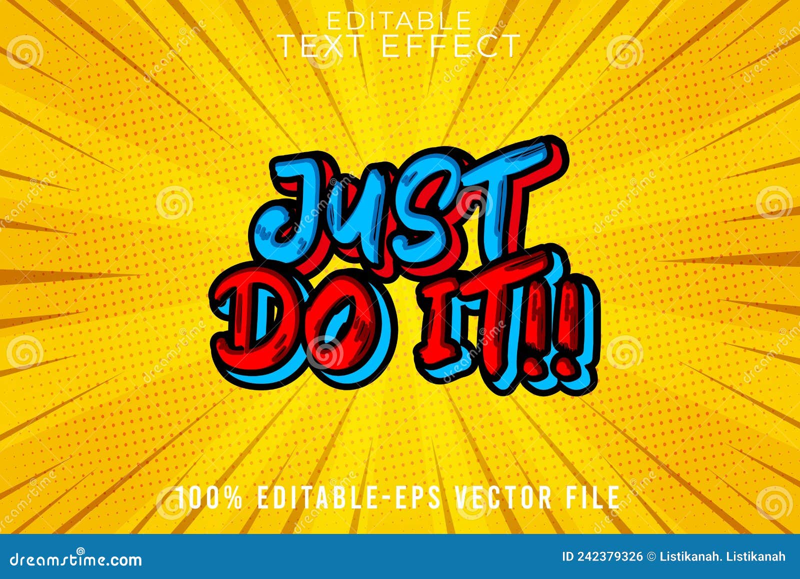 Editable Text Effect Just Do it with Cartoon Style Stock Vector ...