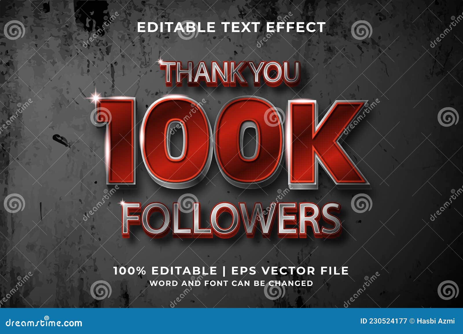 Editable Text Effect -100k Followers Template Style Premium Vector ...