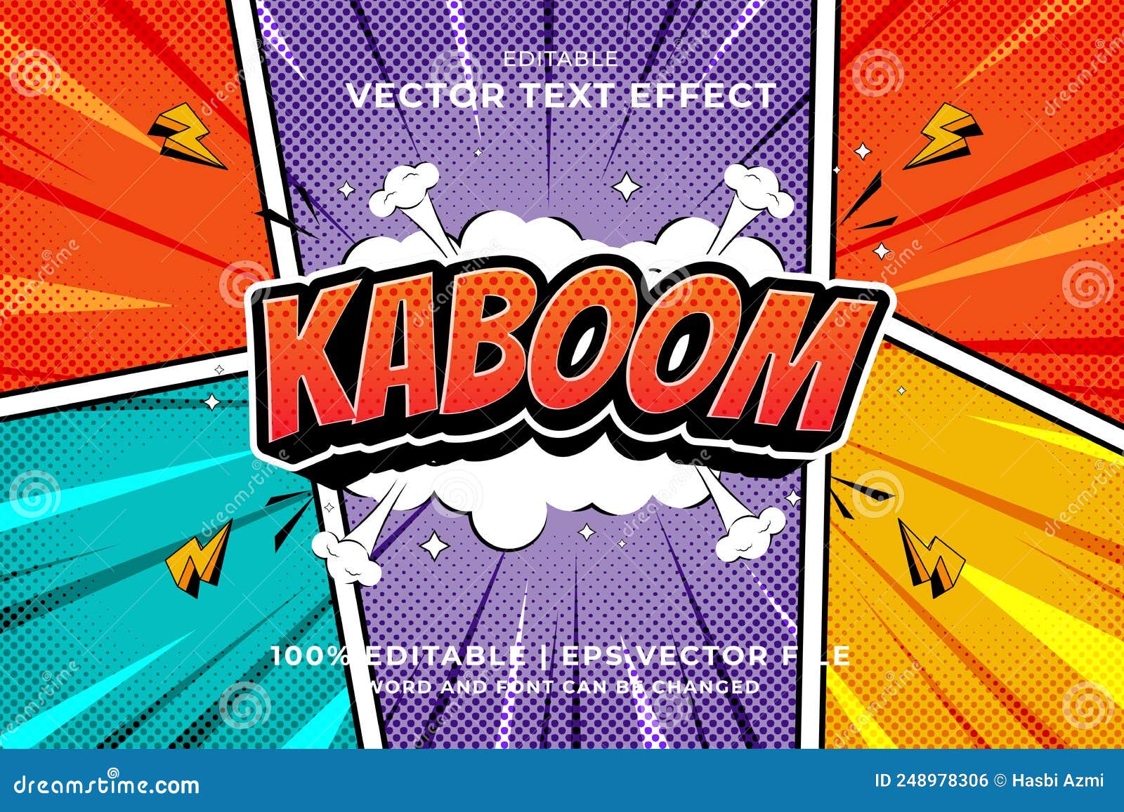 Editable Text Effect Kaboom 3d Cartoon Comic Style Premium Vector Stock ...