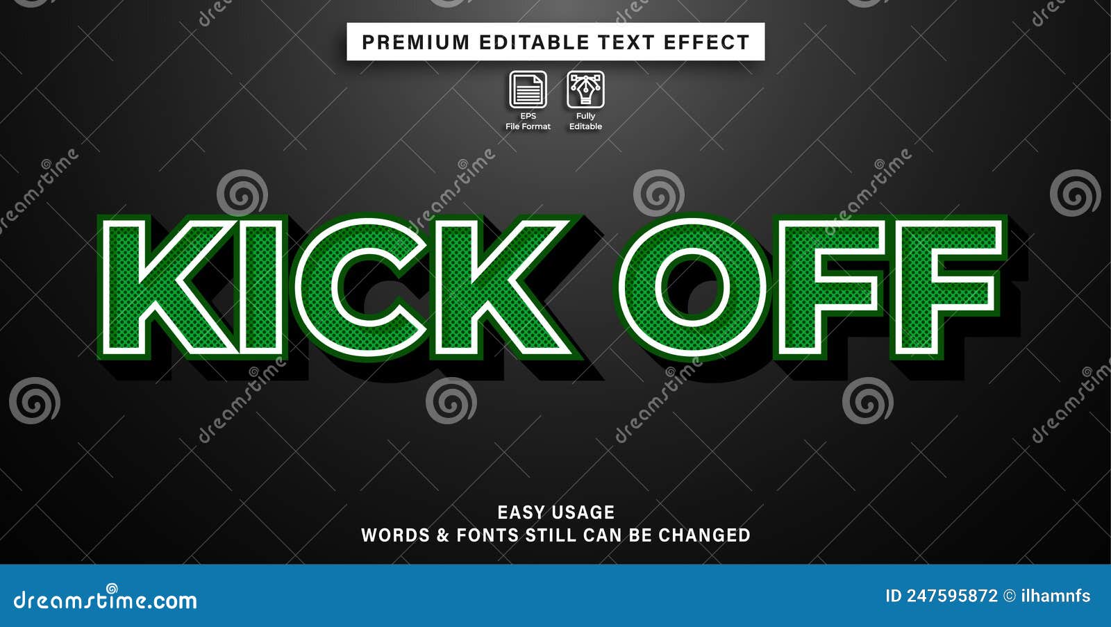 Editable Text Effect Kick Off Stock Vector - Illustration of element ...