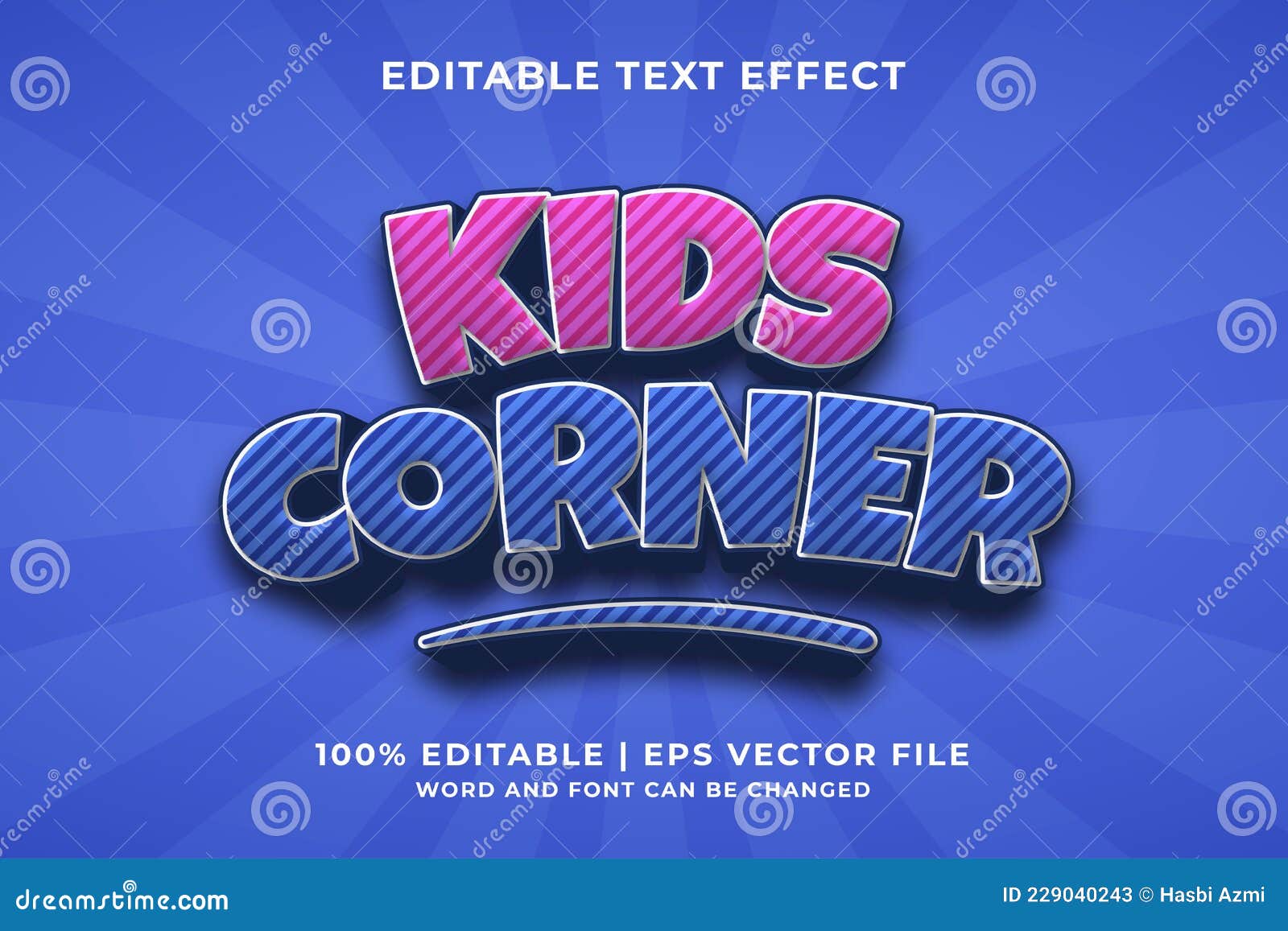 Editable Text Effect - Kids Corner Style Template Premium Vector Stock ...