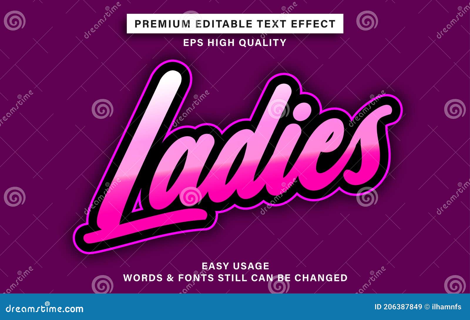 Editable Text Effect Ladies Style Stock Vector - Illustration of space ...