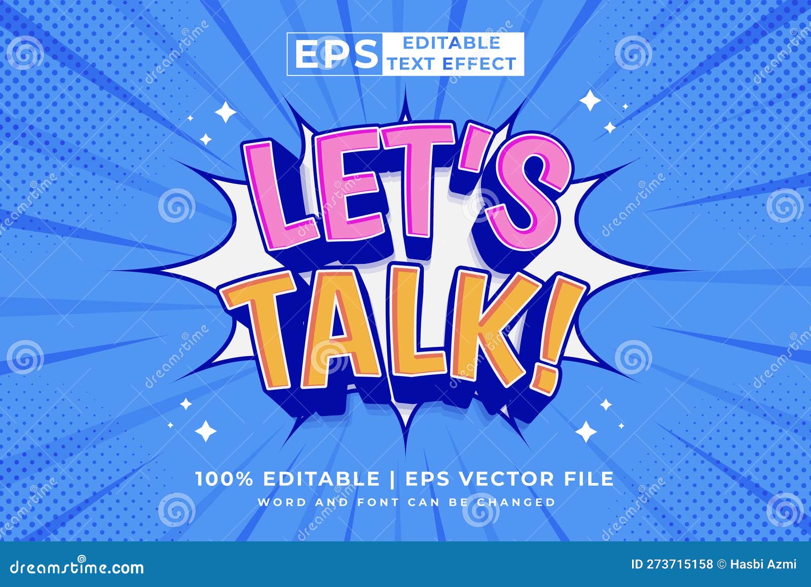 Editable Text Effect Lets Talk Comic 3d Cartoon Style Premium Vector ...