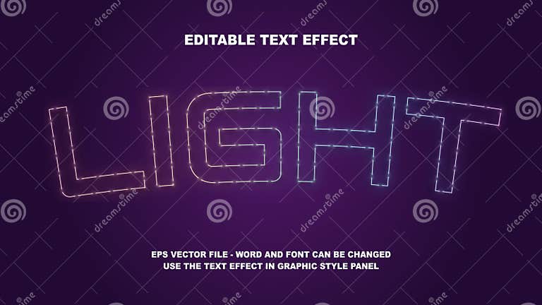 Editable Text Effect Light 3D Vector Template Stock Vector - Illustration of effect, editable ...