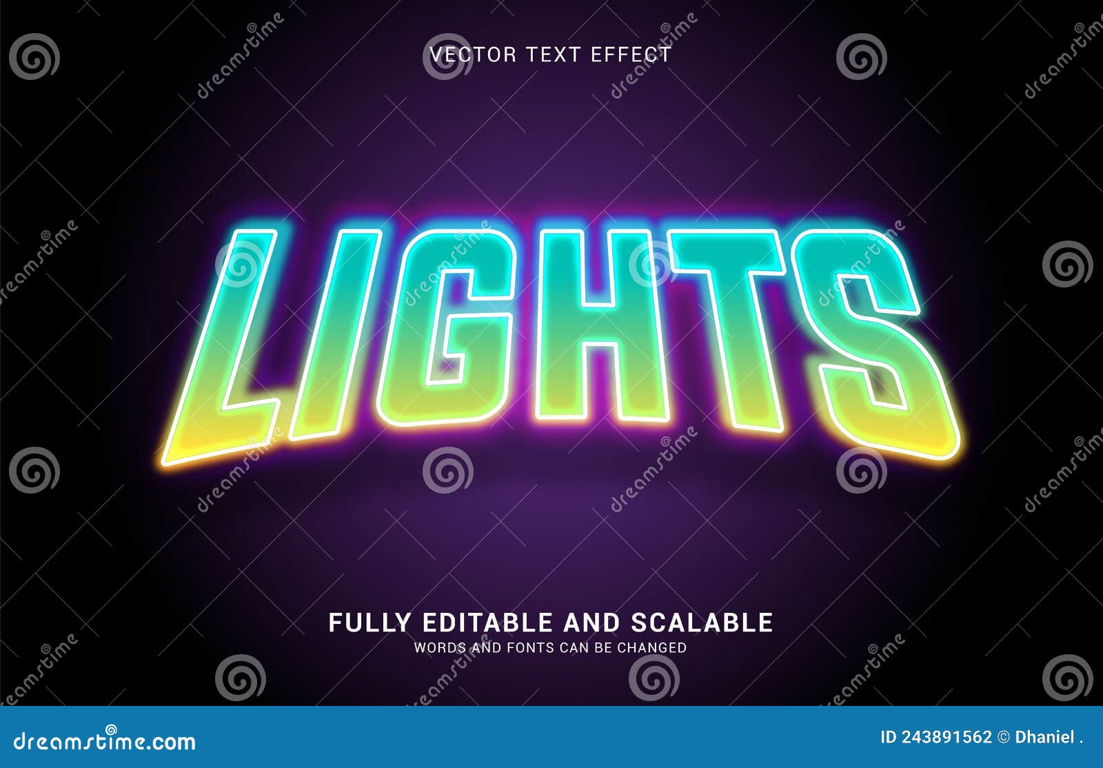Editable Text Effect, Lights Style Stock Vector - Illustration of ...