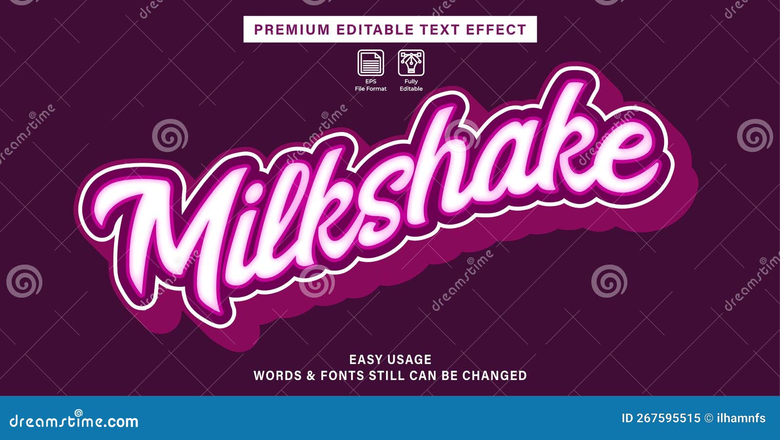 Editable Text Effect Milkshake Stock Vector - Illustration of word ...