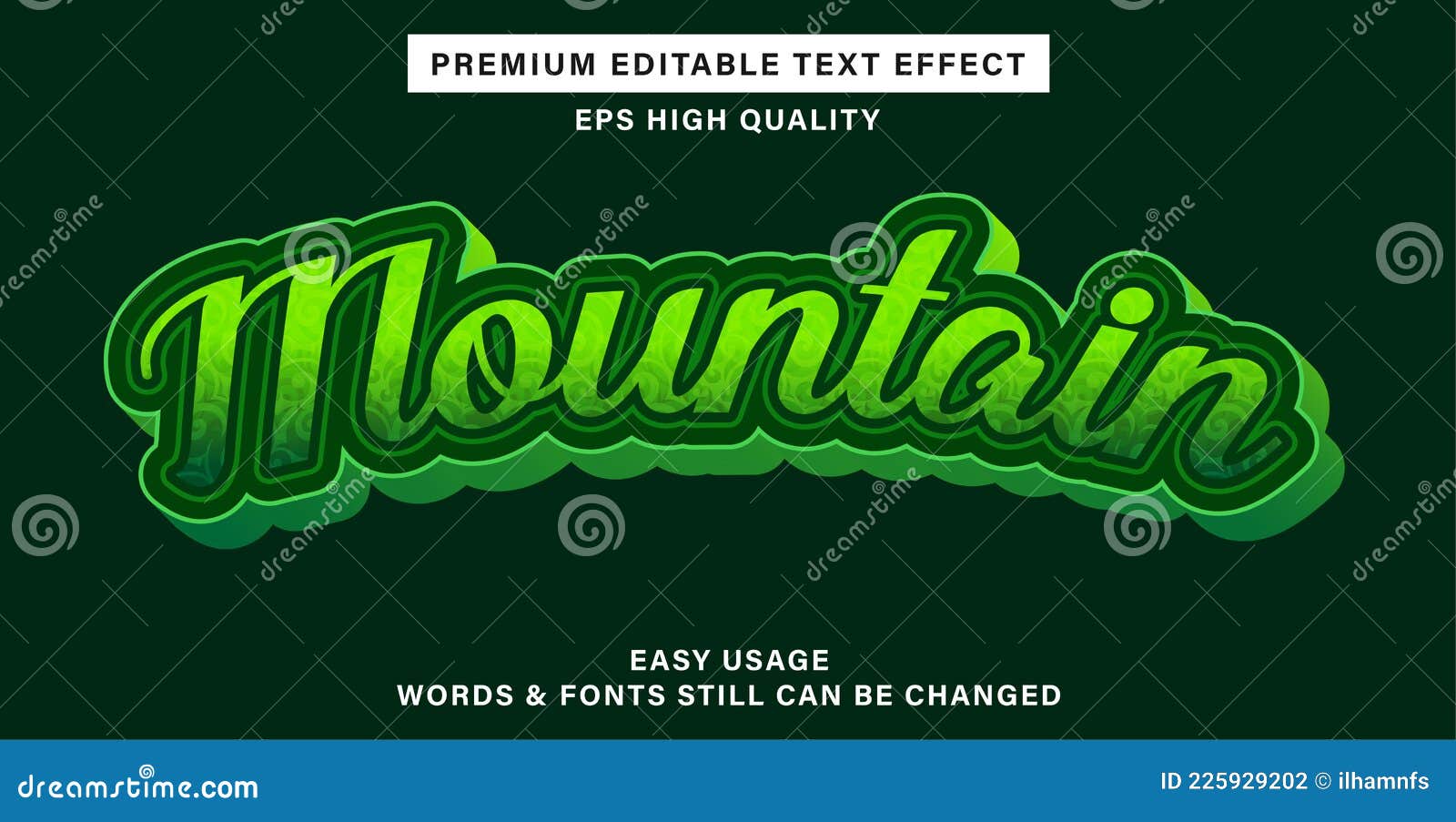 Editable Text Effect Mountain Stock Vector - Illustration of space ...