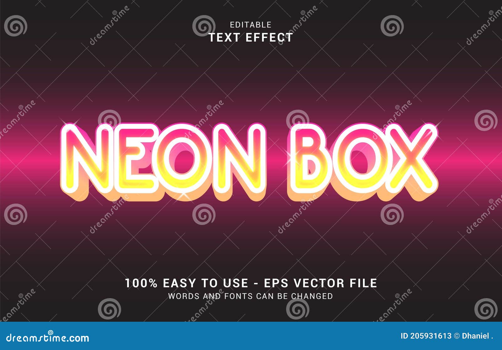 Editable Text Effect, Neon Box Style Stock Vector - Illustration of ...