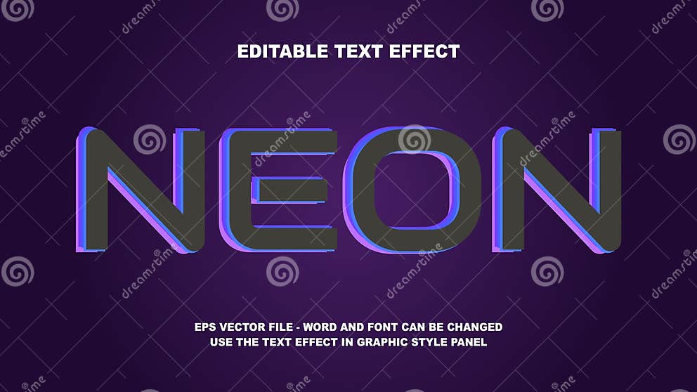 Editable Text Effect Neon Edge 3D Vector Template Stock Illustration ...