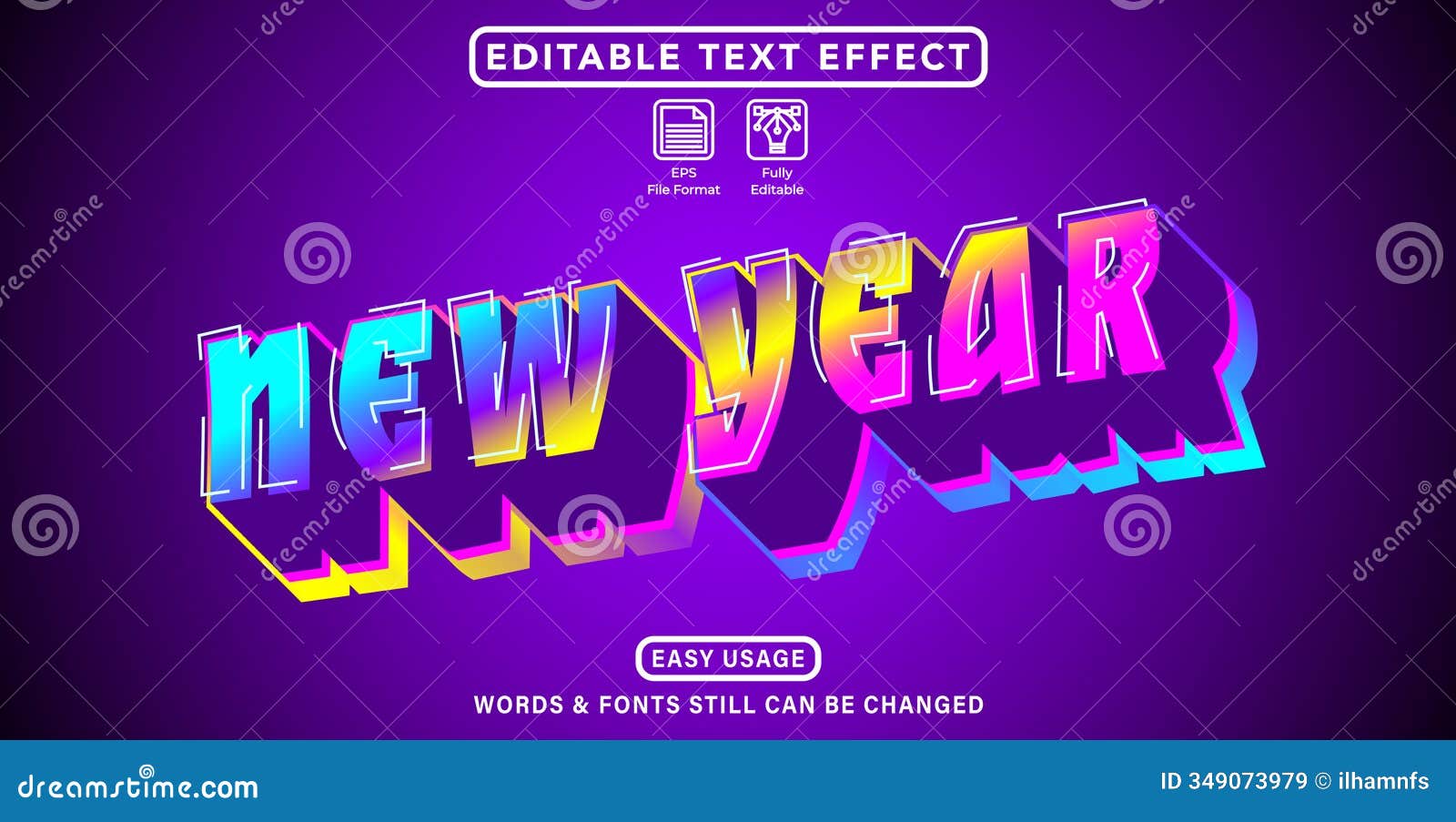 Editable Text Effect New Year 2025 Theme Style Stock Vector - Illustration of letter, character ...