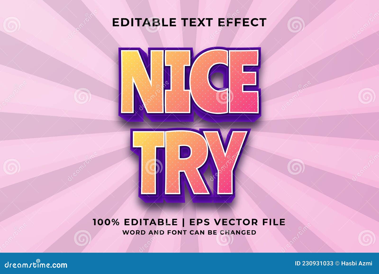 Editable Text Effect -Nice Try Cartoon Template Style Premium Vector ...