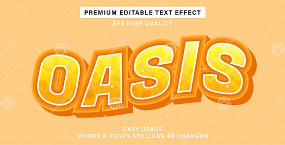 Editable text effect oasis stock vector. Illustration of letter - 225161289