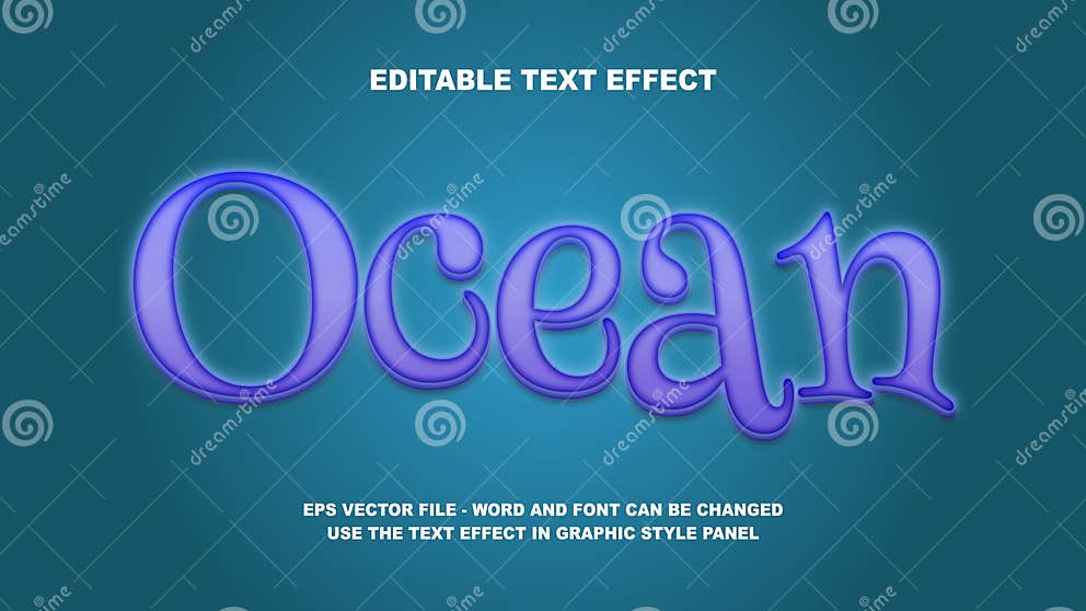 Editable Text Effect Ocean 3D Vector Template Stock Vector ...