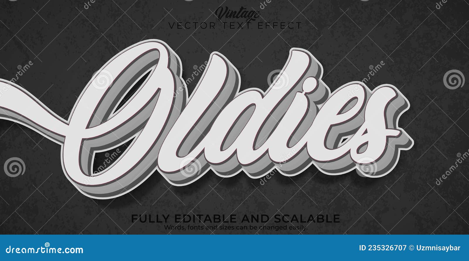 Editable Text Effect Oldies, 3d Vintage and Retro Font Style Stock ...