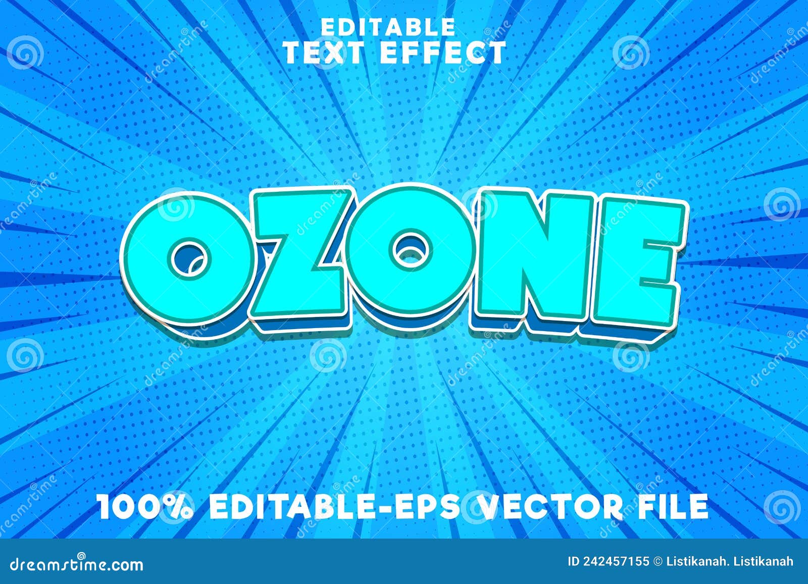 Editable Text Effect Ozone with Comic Sky Style Stock Vector ...