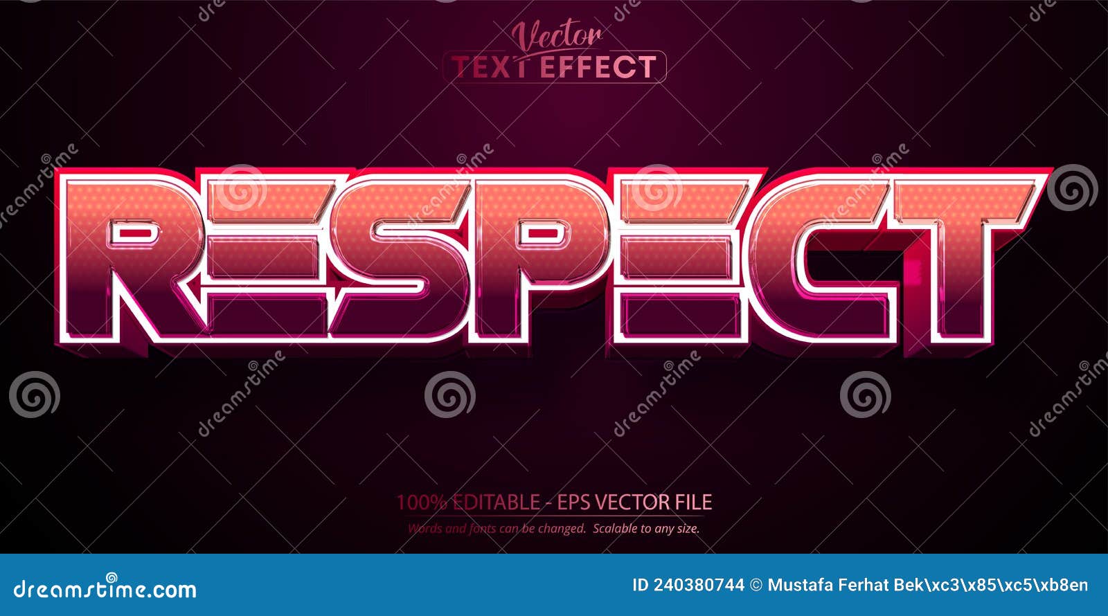 Editable Text Effect, Pink Color Respect Text and Game Text Style Stock ...