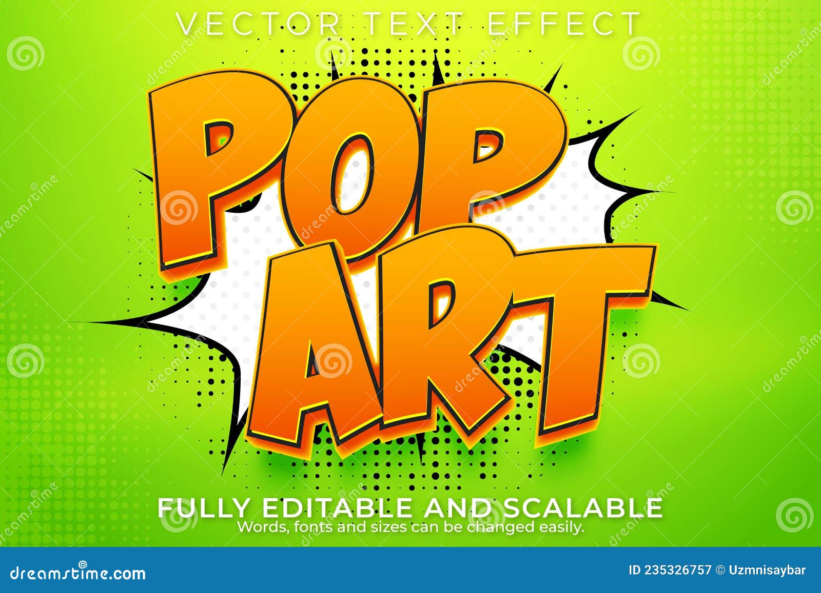Editable Text Effect Popart, 3d Cartoon and Comics Font Style Stock ...
