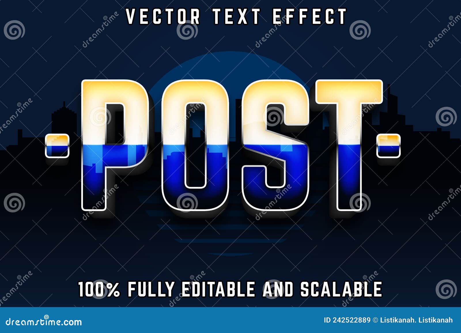Editable Text Effect Post with Retro Modern Style Stock Vector ...