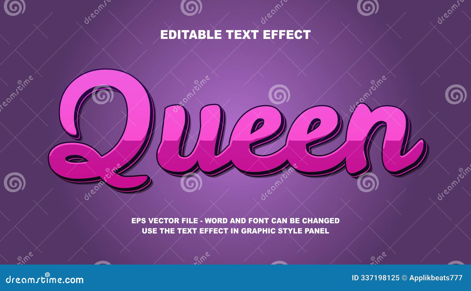 Editable Text Effect Queen 3D Vector Template Stock Vector ...