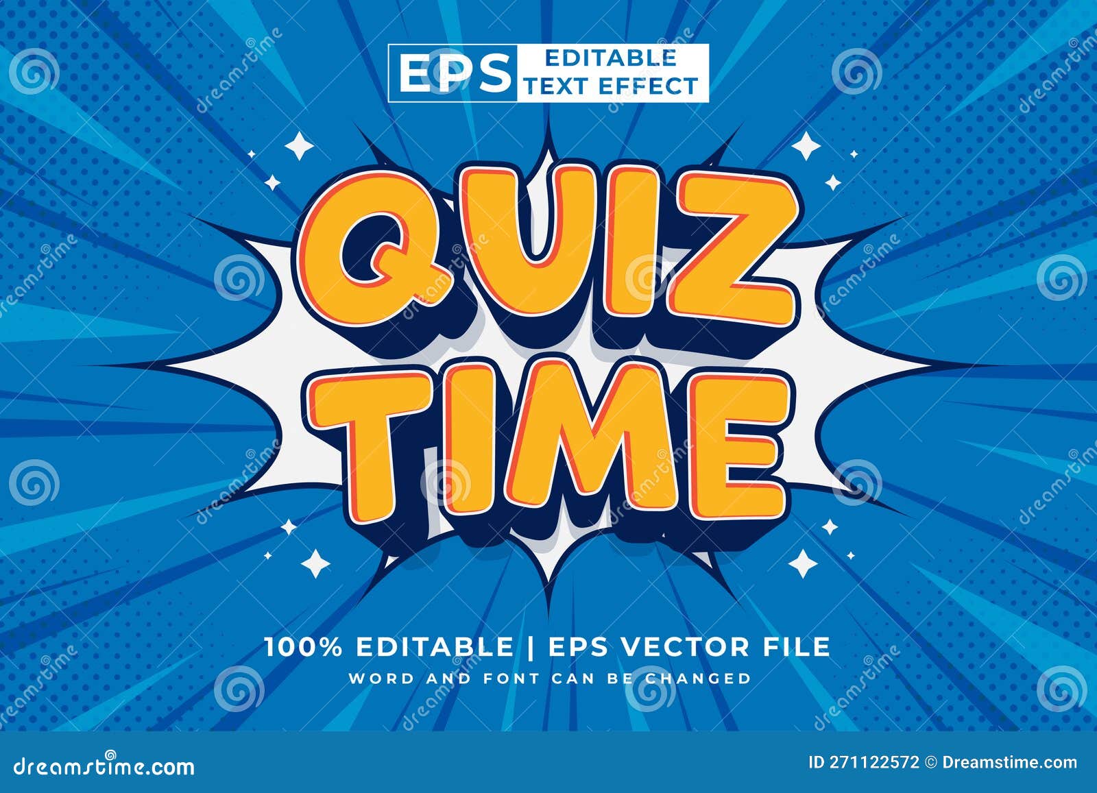 Editable Text Effect Quiz Time 3d Cartoon Style Premium Vector Stock ...