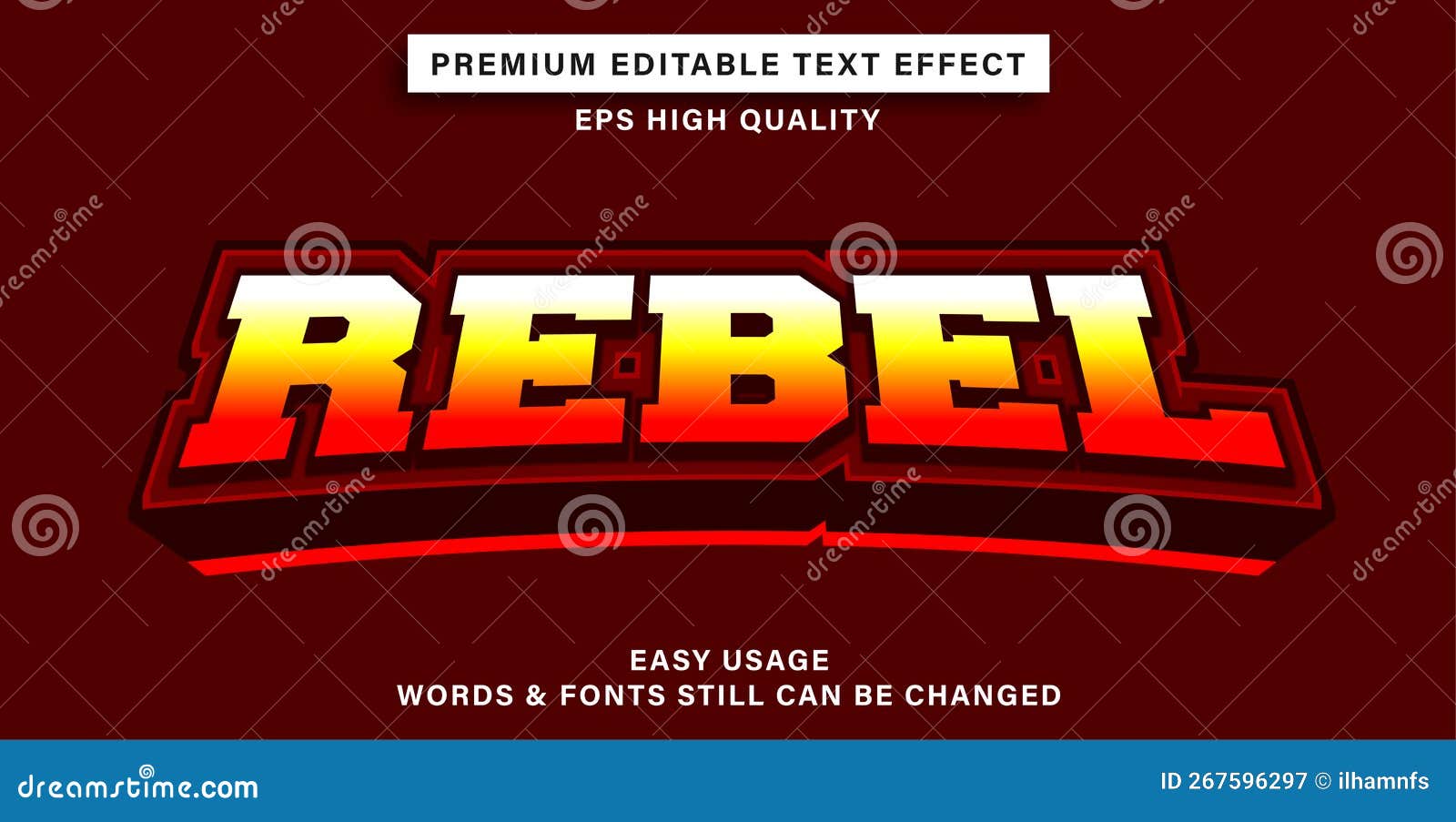 Editable text effect rebel stock vector. Illustration of calligraphy ...