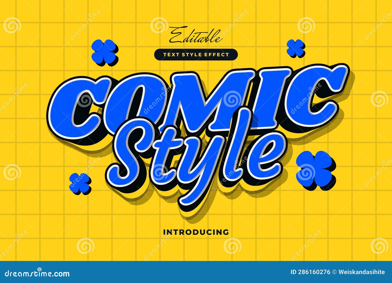 Editable Text Effect with Retro Comic Style in Blue and Yellow Stock ...