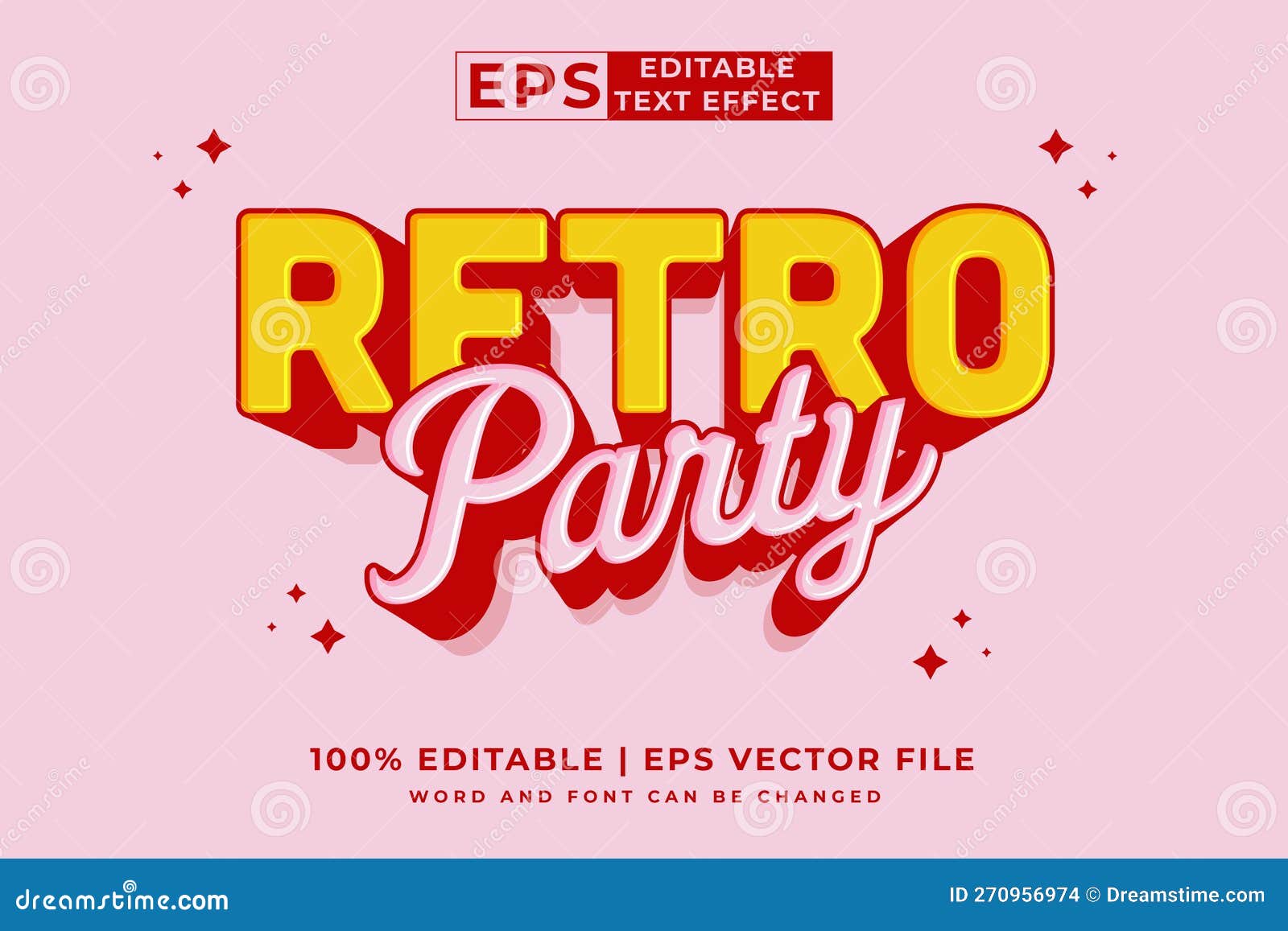 Editable Text Effect Retro Party 3d Cartoon Style Premium Vector Stock ...
