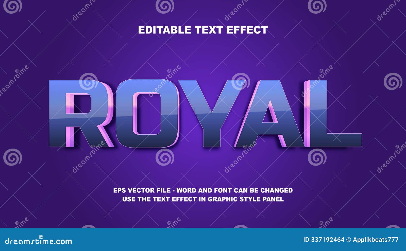 Editable Text Effect Royal 3D Vector Template Stock Vector - Illustration of lettering, poster ...