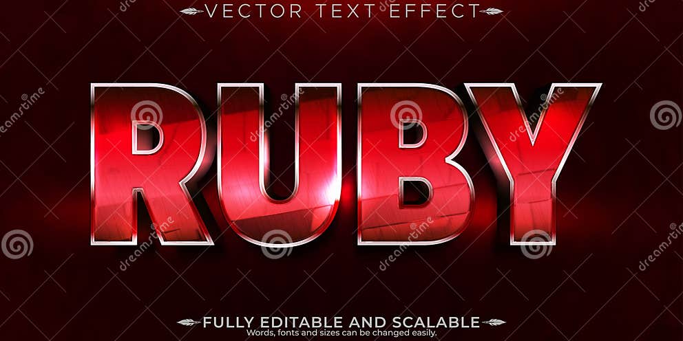 Editable Text Effect Ruby, 3d Gemstone and Royal Font Style Stock Vector - Illustration of type ...