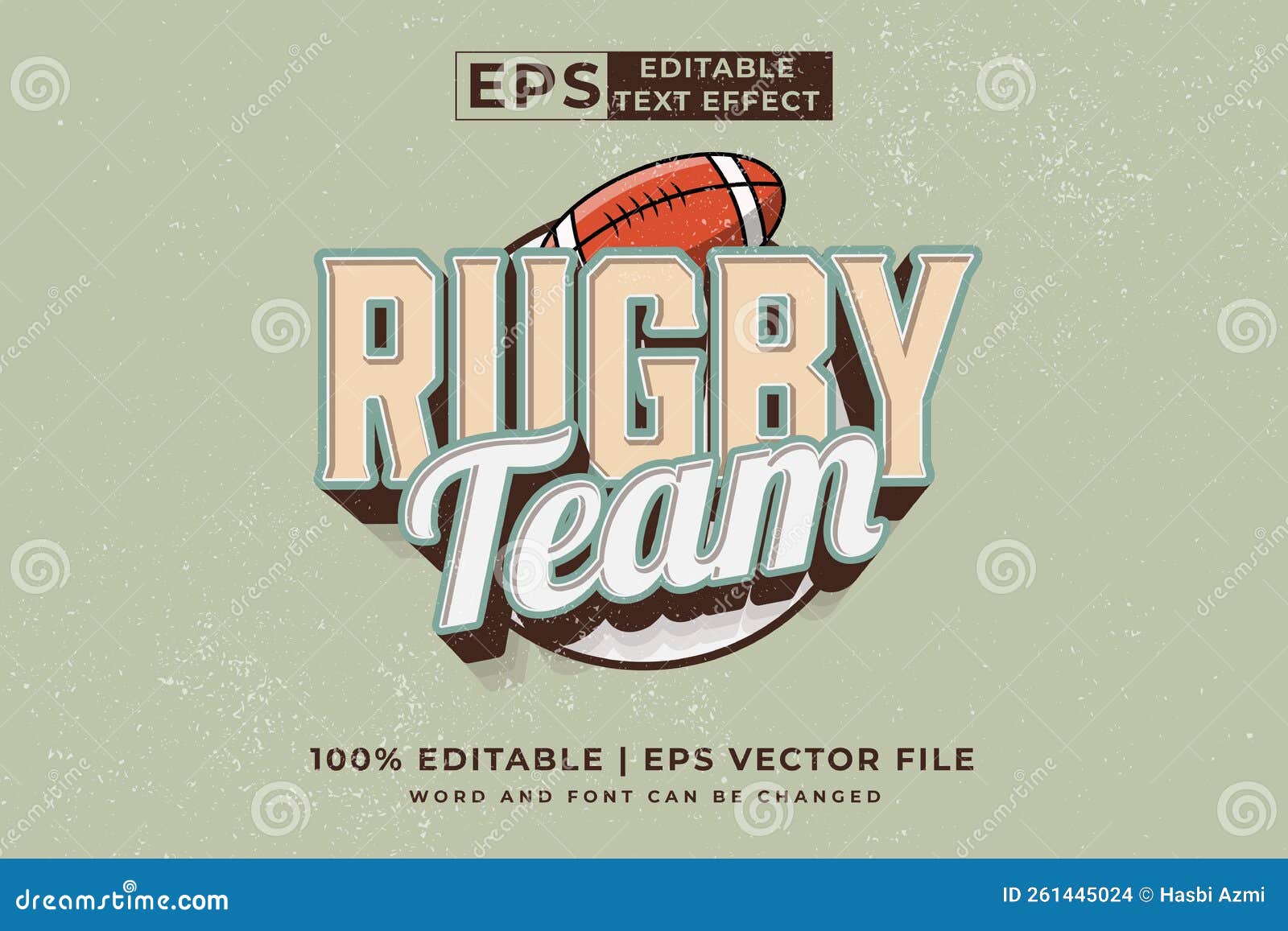 Editable Text Effect Rugby Team 3d Vintage Style Premium Vector Stock ...