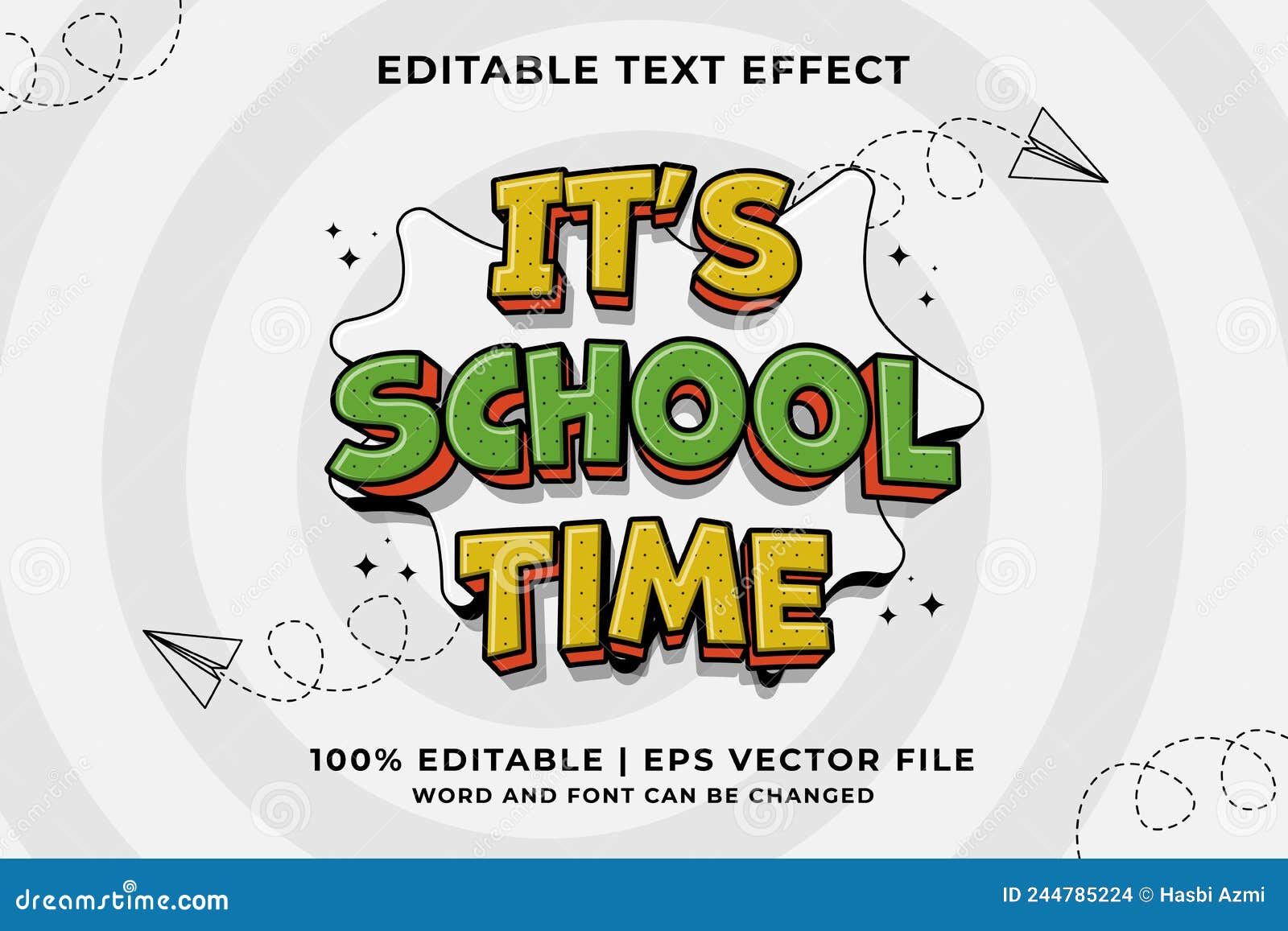 Editable Text Effect -it S School Time 3d Traditional Cartoon Template ...