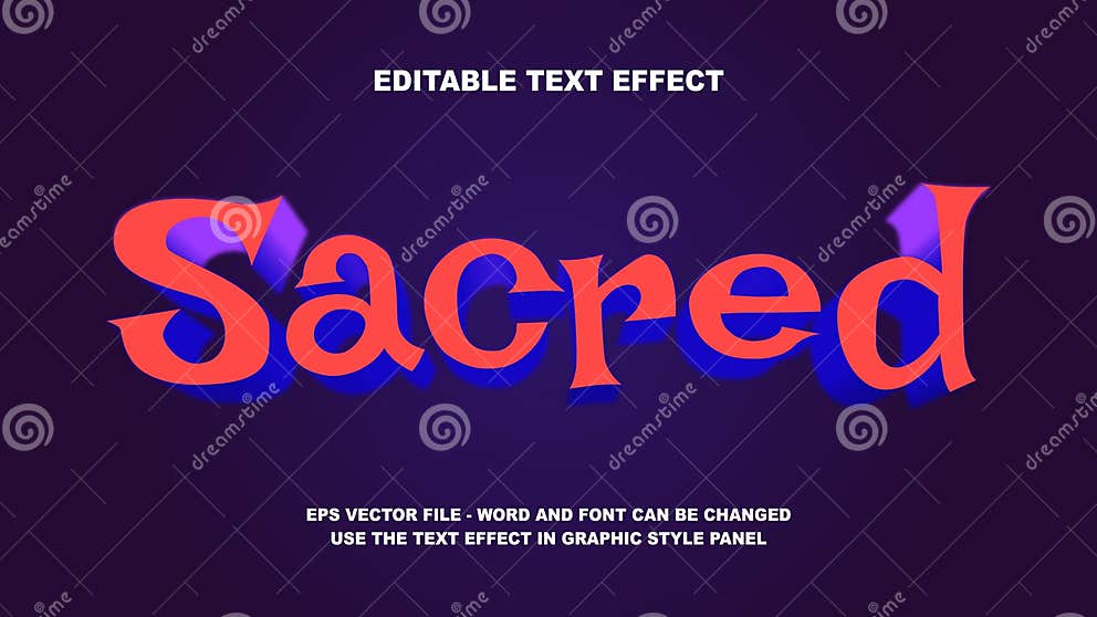 Editable Text Effect Sacred 3D Vector Template Stock Vector - Illustration of letter, font ...