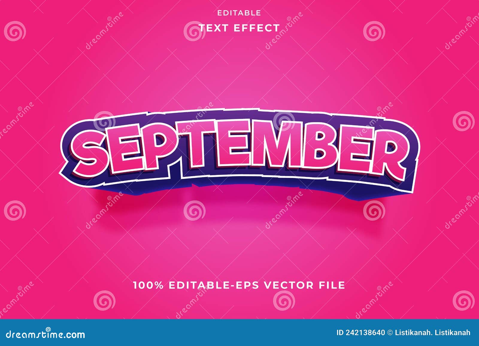 Editable Text Effect September Pink Gradient Stock Vector ...