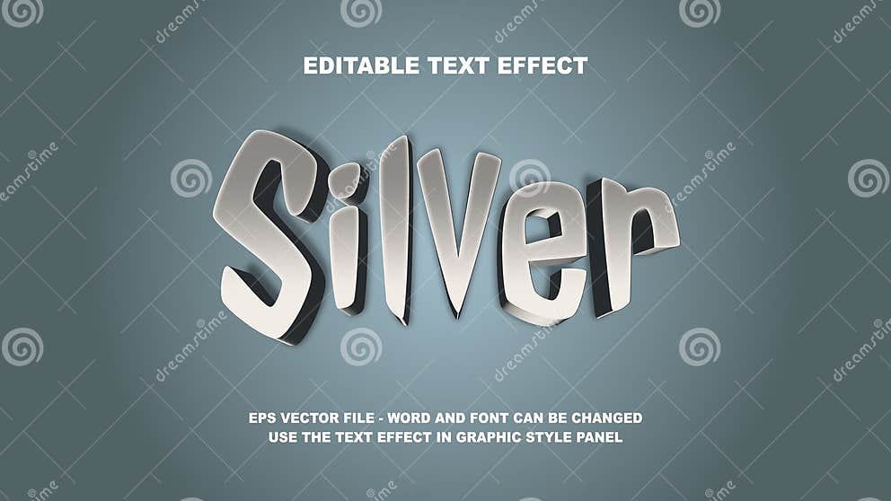 Editable Text Effect Silver 3D Vector Template Stock Vector - Illustration of design, type ...