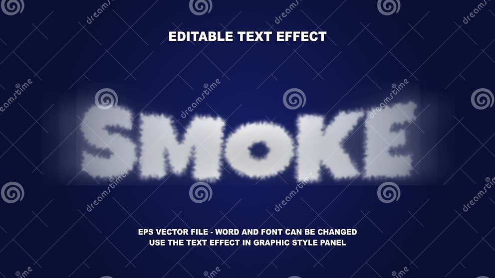 Editable Text Effect Smoke 3D Vector Template Stock Illustration ...