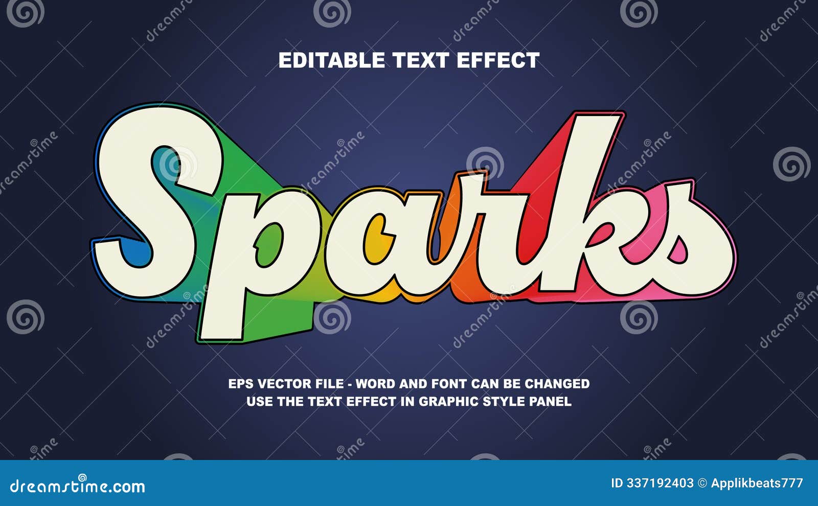 Editable Text Effect Sparks 3D Vector Template Stock Vector ...