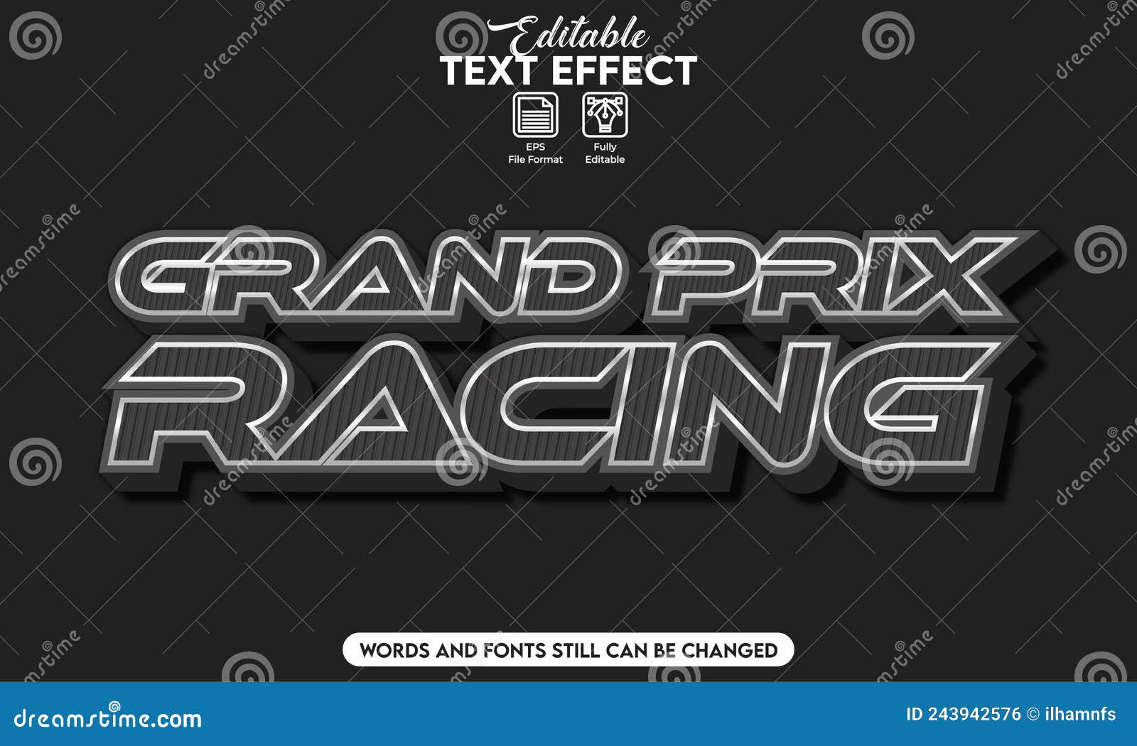 Editable Text Effect Sports Grand Prix Racing Stock Vector ...