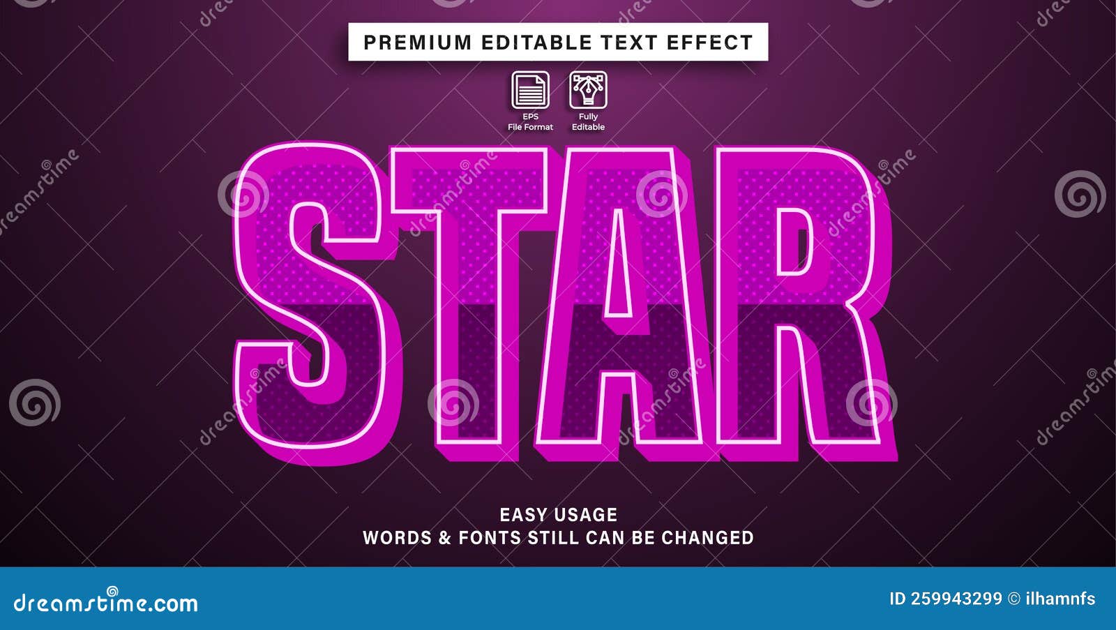 Editable text effect star stock vector. Illustration of type - 259943299