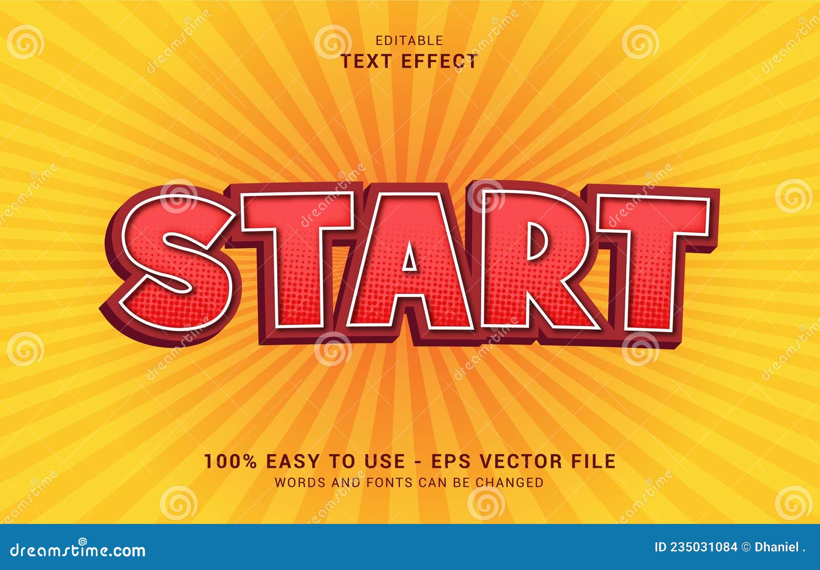 Editable Text Effect, Start Button Style Stock Vector - Illustration of ...