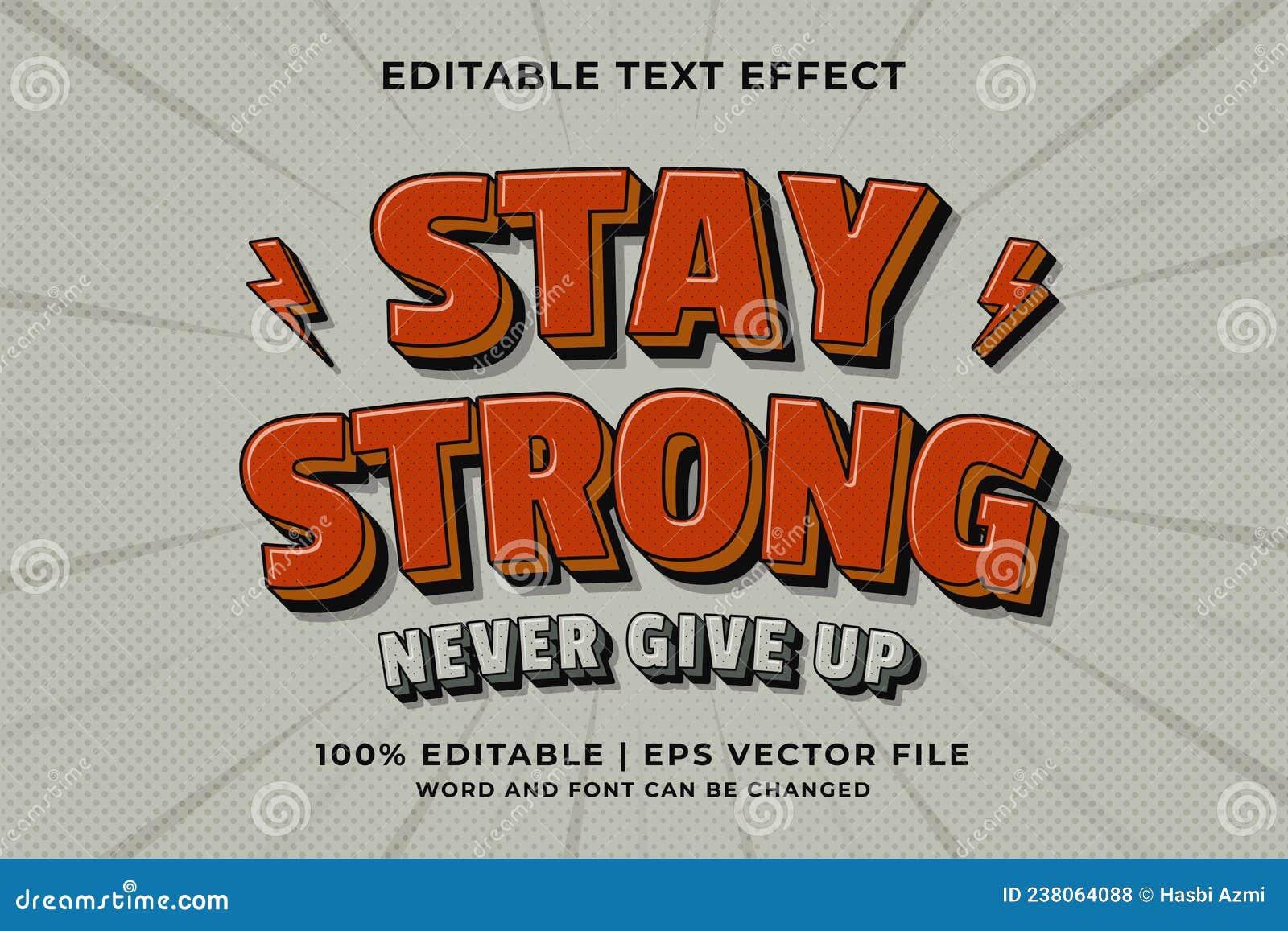 Editable Text Effect - Stay Strong Cartoon Template Style Premium ...