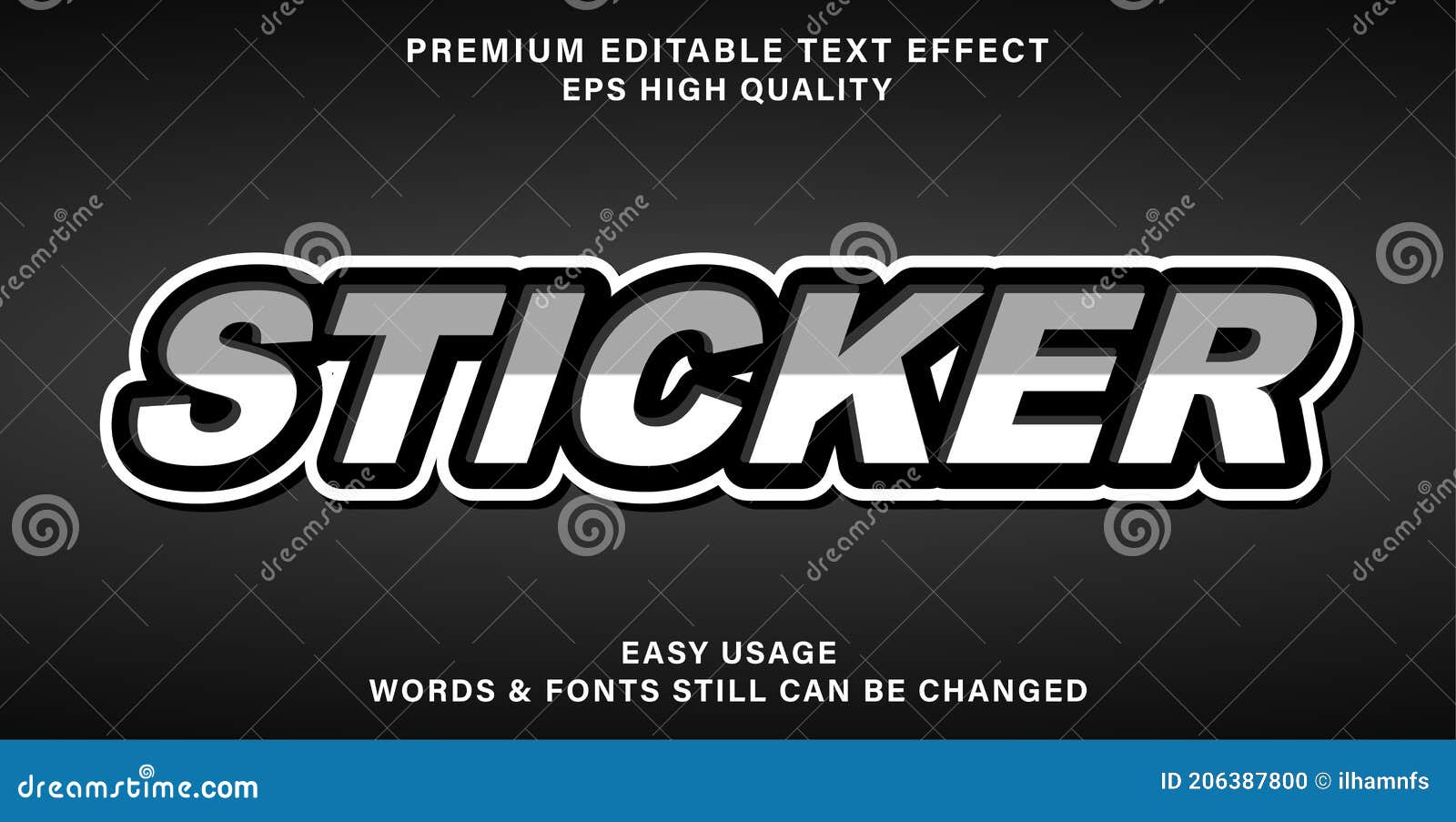 Editable Text Effect Sticker Style Stock Vector - Illustration of ...
