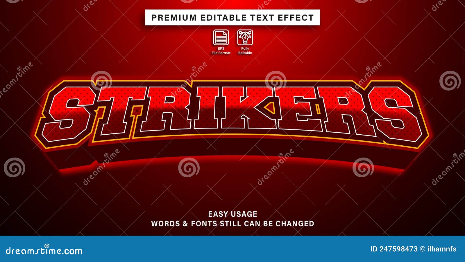 Editable Text Effect Strikers Stock Vector - Illustration of effect ...