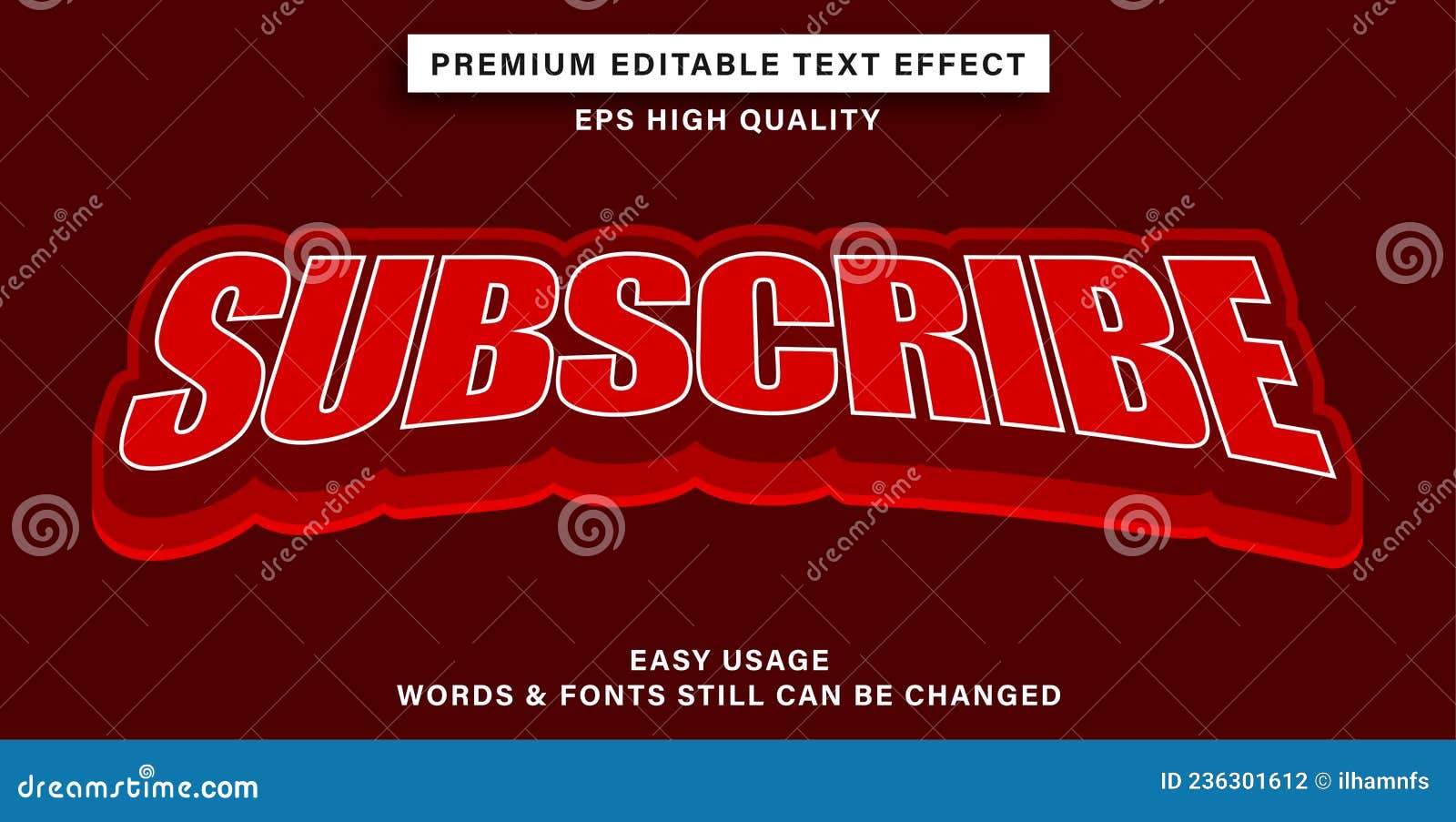 Editable Text Effect Subscribe Stock Vector - Illustration of bold ...