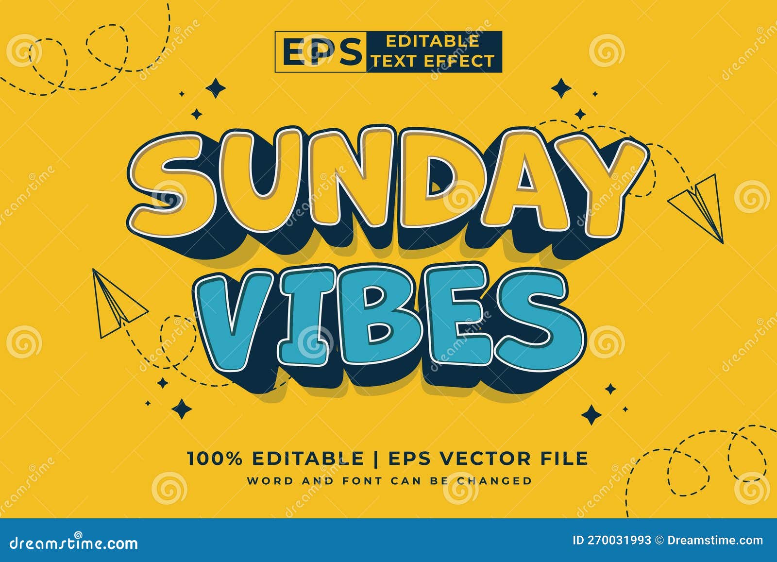 Editable Text Effect Sunday Vibes 3d Cartoon Template Style Premium ...