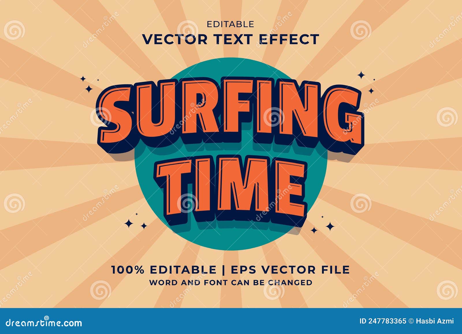 Editable Text Effect Surfing Time 3d Cartoon Template Style Premium Vector Stock Vector ...